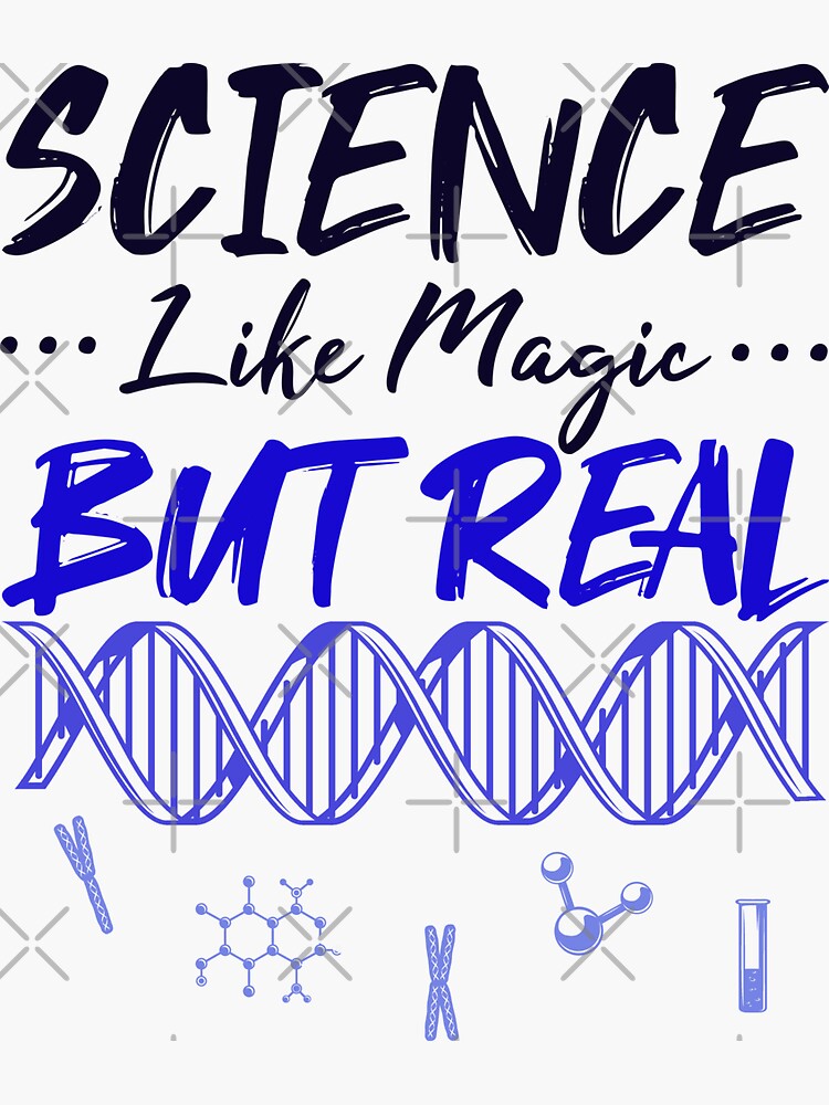 "Science Like Magic But Real Dark Blue Retro Text Gift" Sticker for ...