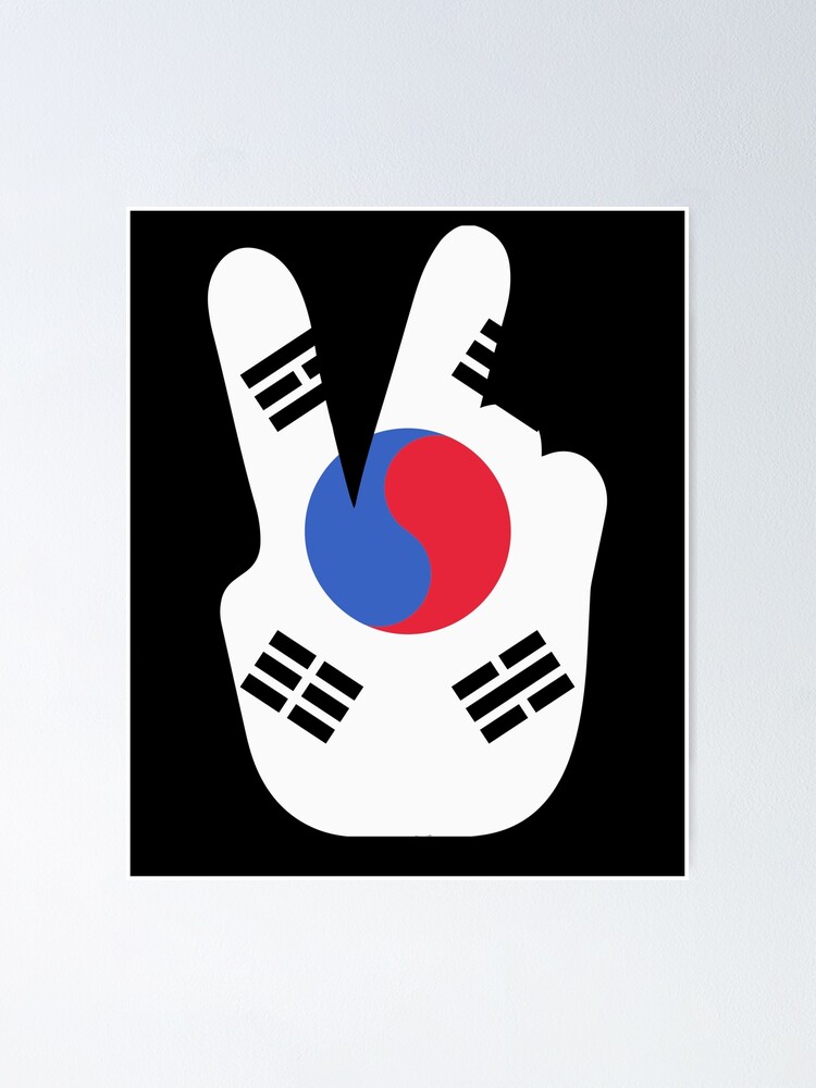 "Korea flag peace sign saranghae kpop k-pop" Poster for Sale by DerNerd ...