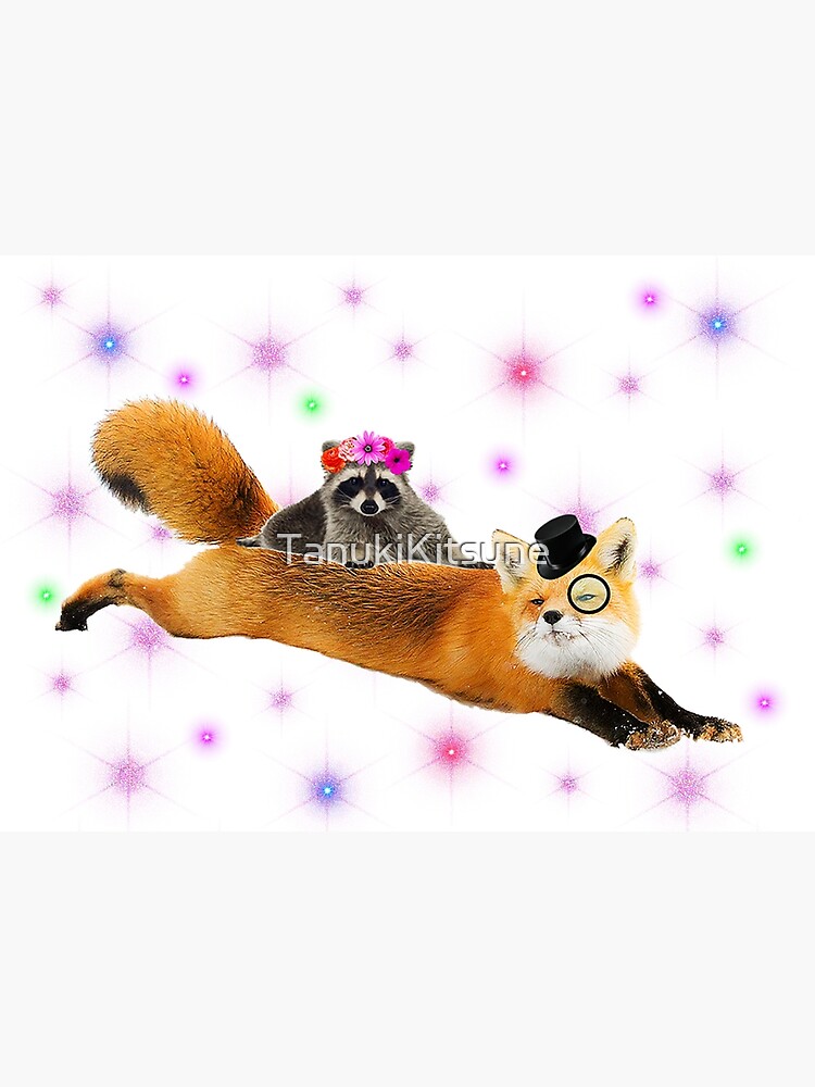 "Top fox and Lady raccoon flying." Photographic Print for Sale by ...
