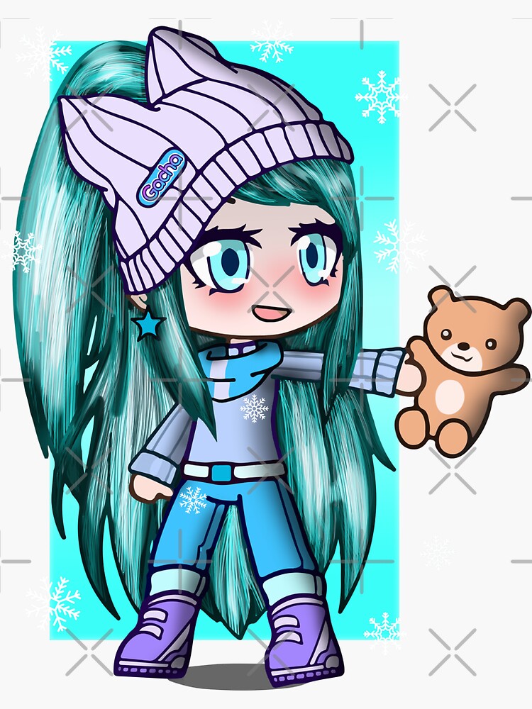 "Winter Gacha with teddy bear" Sticker by Infdesigner | Redbubble