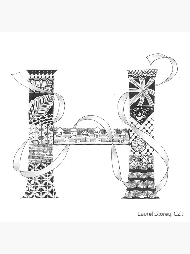 "Zentangle®-Inspired Art - Tangled Alphabet - H" Sticker by ...