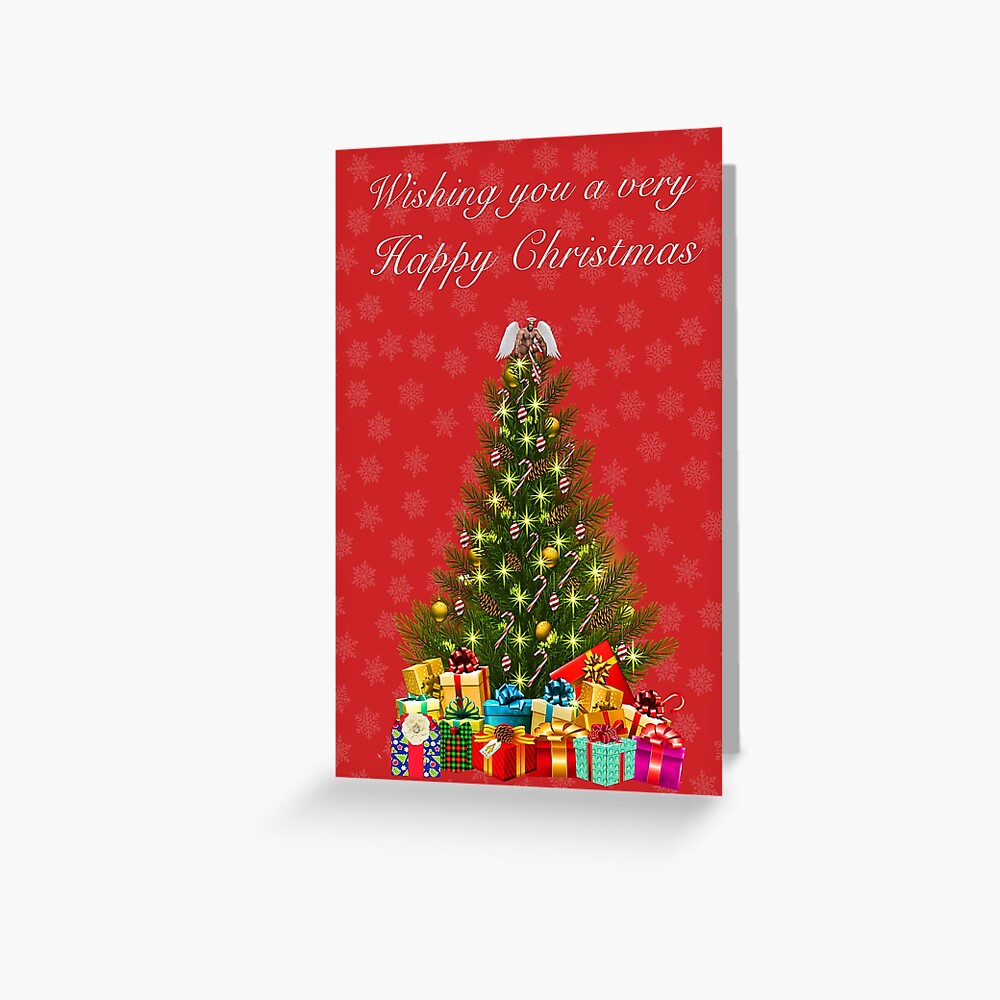 "Barry Wood Meme Christmas Tree Angel Card" Greeting Card by PotsPrints ...
