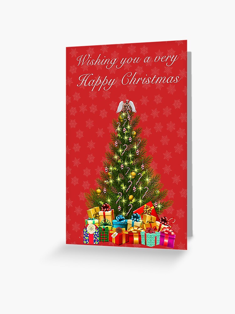 "Barry Wood Meme Christmas Tree Angel Card" Greeting Card for Sale by ...