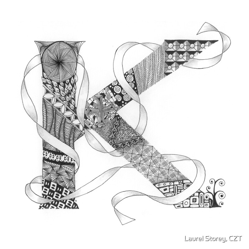"Zentangle®-Inspired Art - Tangled Alphabet - K" by Laurel Storey, CZT ...