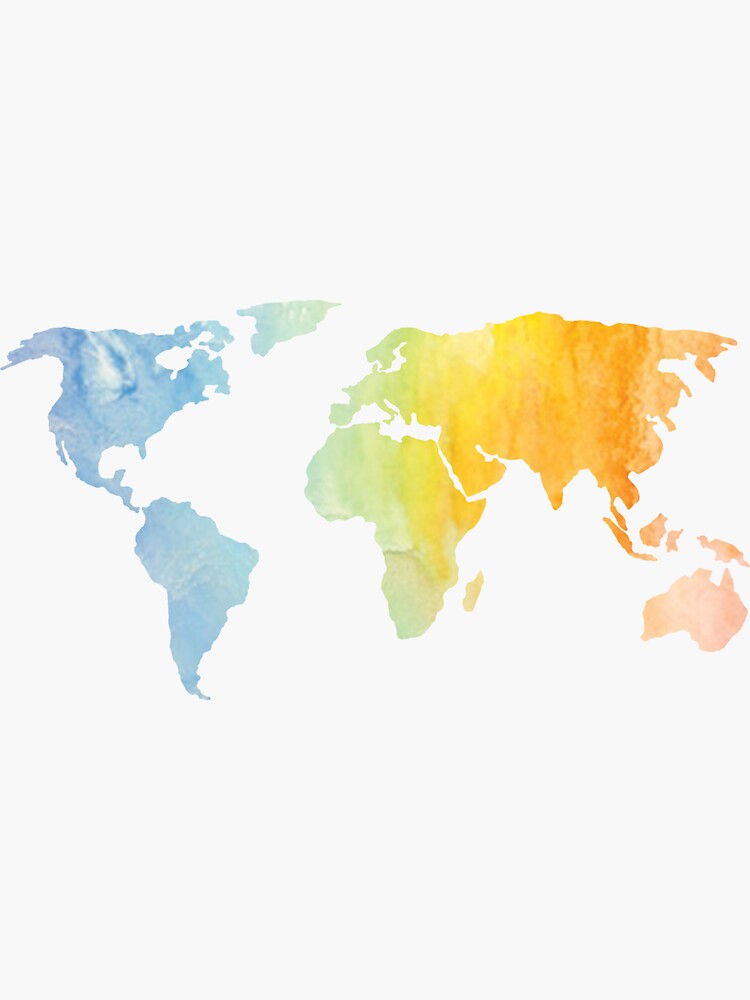 "Watercolor World Map" Sticker for Sale by juliatziolis | Redbubble