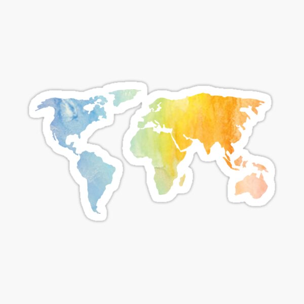"Watercolor World Map" Sticker for Sale by juliatziolis | Redbubble
