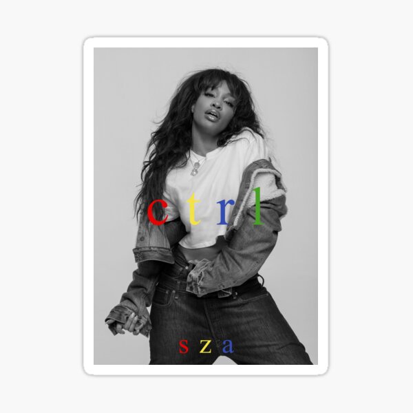 "SZA Black and White CTRL Print" Sticker by ahlarnuh | Redbubble