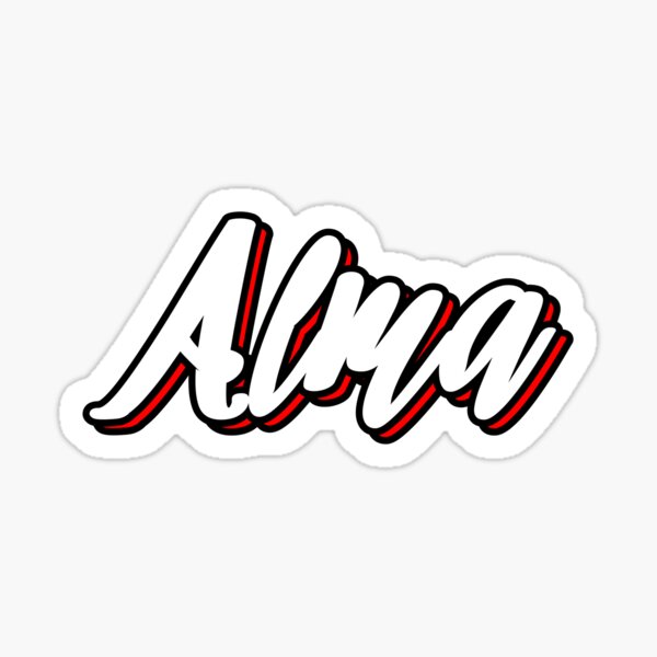 "Alma first name - hand lettering design" Sticker by sulies | Redbubble