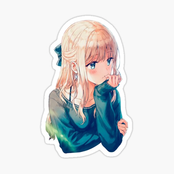 "anime girls,blonde, blue" Sticker for Sale by sadbutterfly | Redbubble