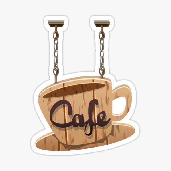"Vintage Wooden Hanging Cafe Sign" Sticker for Sale by pdgraphics ...