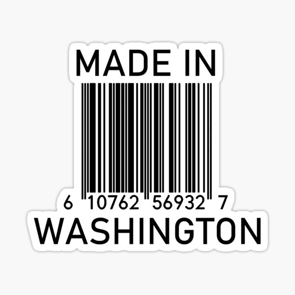 "Made in Washington barcode" Sticker for Sale by naturists | Redbubble