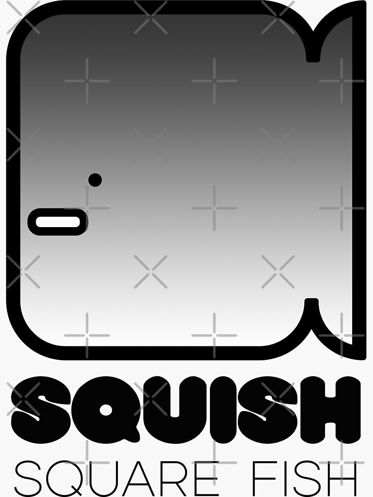"Fun Fish Squish Square Fish Pink" Sticker for Sale by Quooki | Redbubble