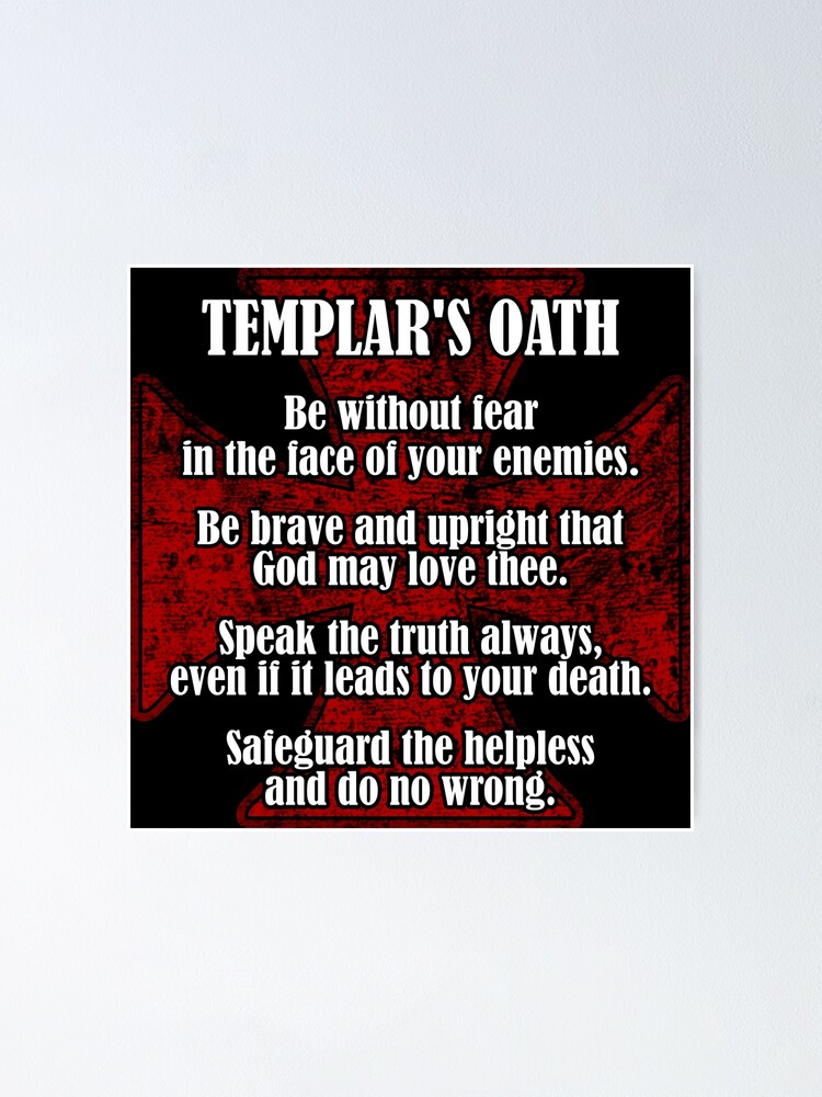 "Knights Templar Oath with Cross" Poster for Sale by henyostuffs ...