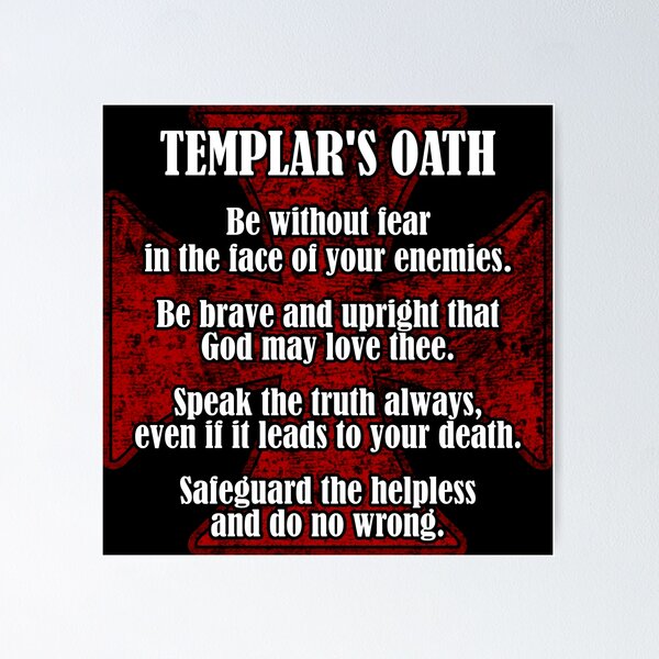 "Knights Templar Oath with Cross" Poster for Sale by henyostuffs ...