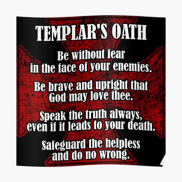 "Knights Templar Oath with Cross" Poster for Sale by henyostuffs ...