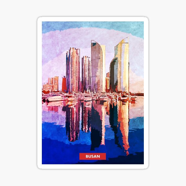 "Busan City Skyline" Sticker for Sale by m-kulig | Redbubble