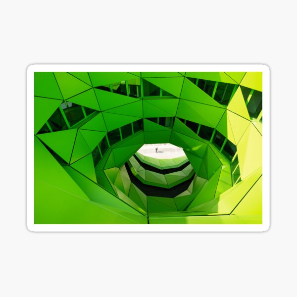 Pegatina «Edificio espiral verde» de UnitShifter | Redbubble