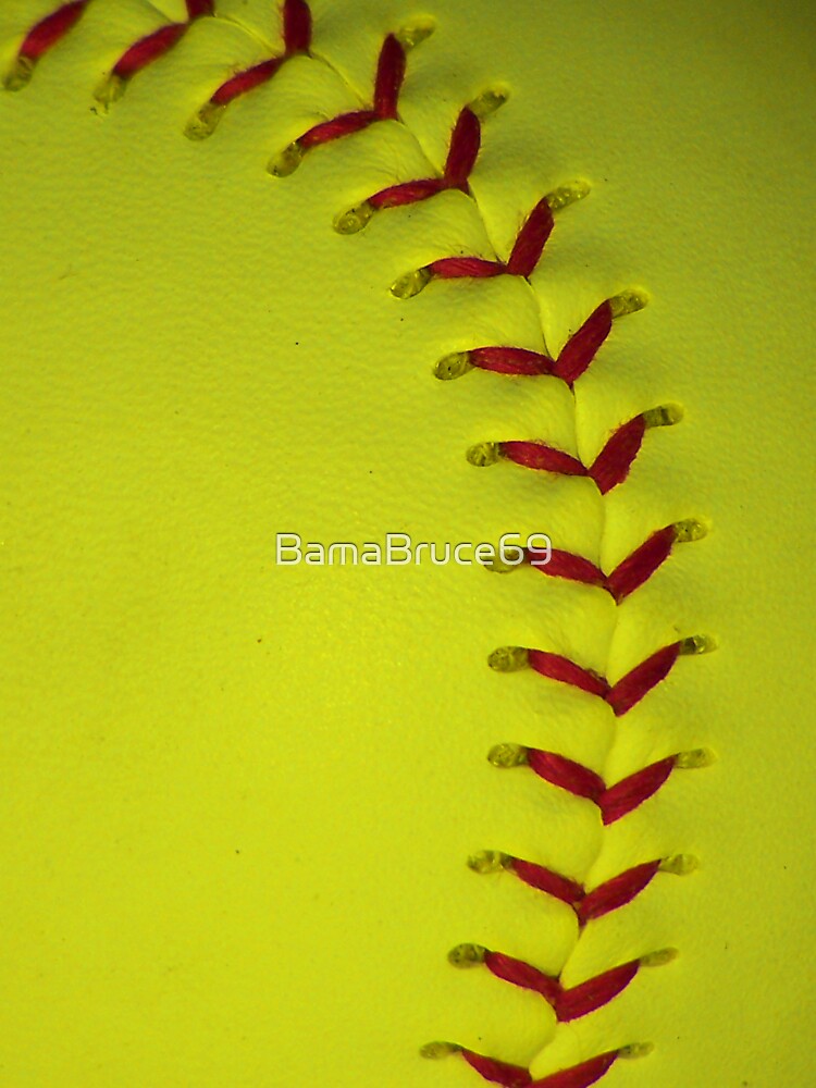 "Neon Yellow Softball Stitches" Sticker by BamaBruce69 | Redbubble