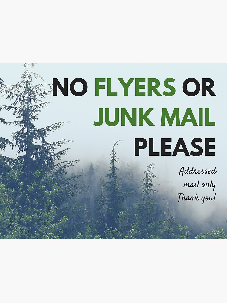"No junk mail or flyers, polite sign for addressed mail only" Sticker ...