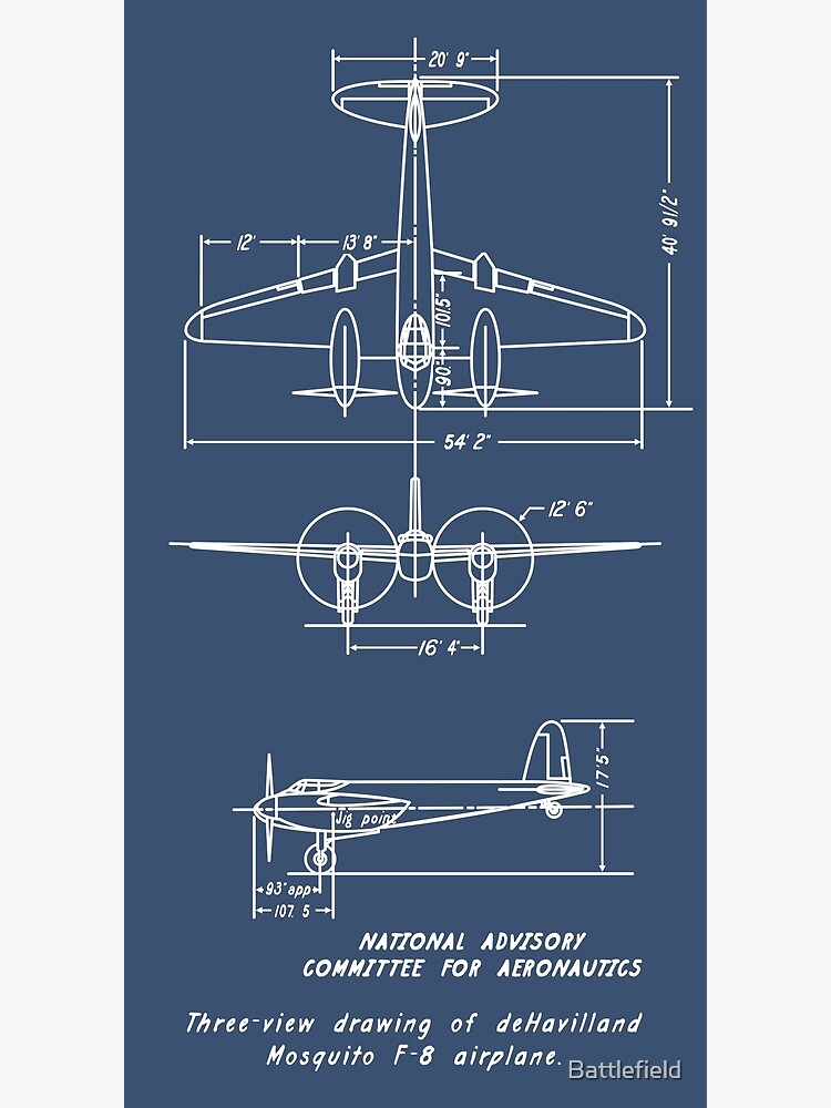 "Mosquito F-8 Airplane WWII Aviation Blueprint USAAF Diagram Gift ...