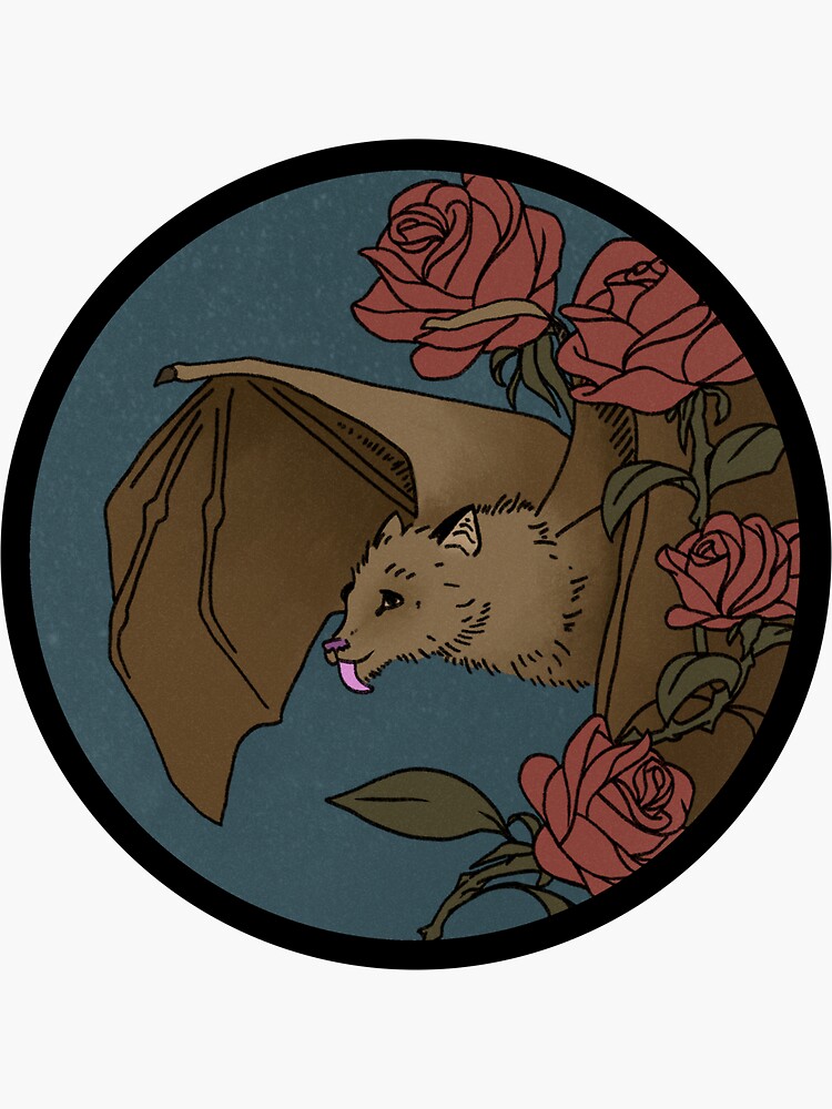 "Rose Bat" Sticker for Sale by AceLlama | Redbubble