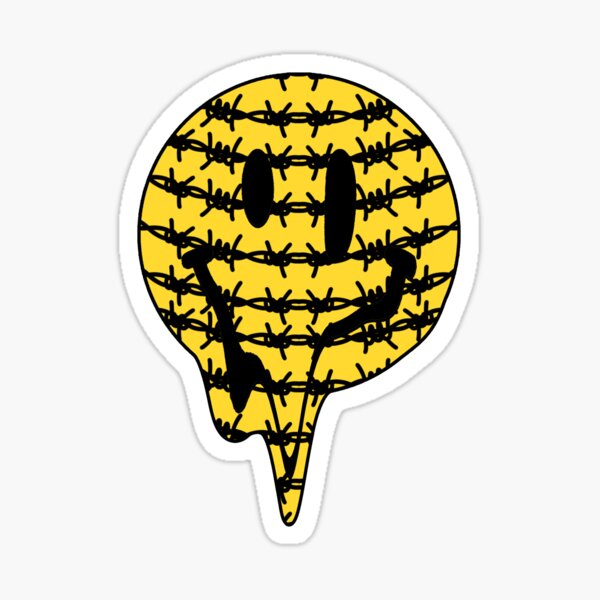 "Barb Wire Melting Smiley" Sticker by and-rewturner | Redbubble