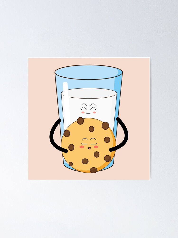 "cute happy cookie and milk hugging" Poster for Sale by tita74 | Redbubble