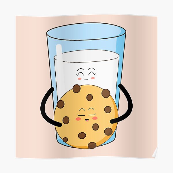"cute happy cookie and milk hugging" Poster for Sale by tita74 | Redbubble