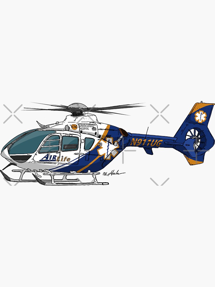 "Airbus EC135T2 Medevac Helicopter" Sticker for Sale by Michael Garber ...