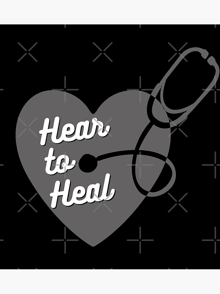 "Hear to Heal - Solid Heart Stethoscope - Cloud-WhiteIron-Grey" Art ...