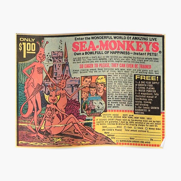 "Sea Monkeys only $1" Poster for Sale by OffsetVinylFilm | Redbubble