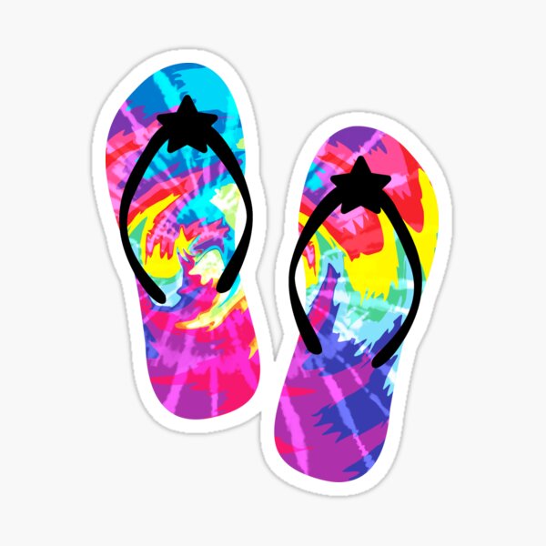 "Tie Dye Flip Flops Rainbow Colorful Art" Sticker for Sale by ...