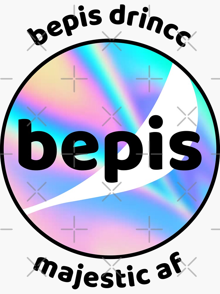 "Bepis logo internet meme holographic" Sticker by anins-azuree | Redbubble