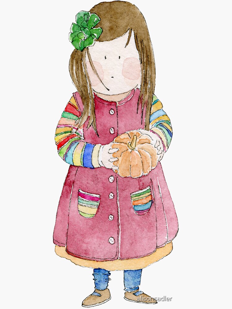 "Lise, little girl watercolor portrait by Alis" Sticker for Sale by ...