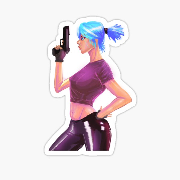 "anime girl with gun" Sticker by studiohxh | Redbubble