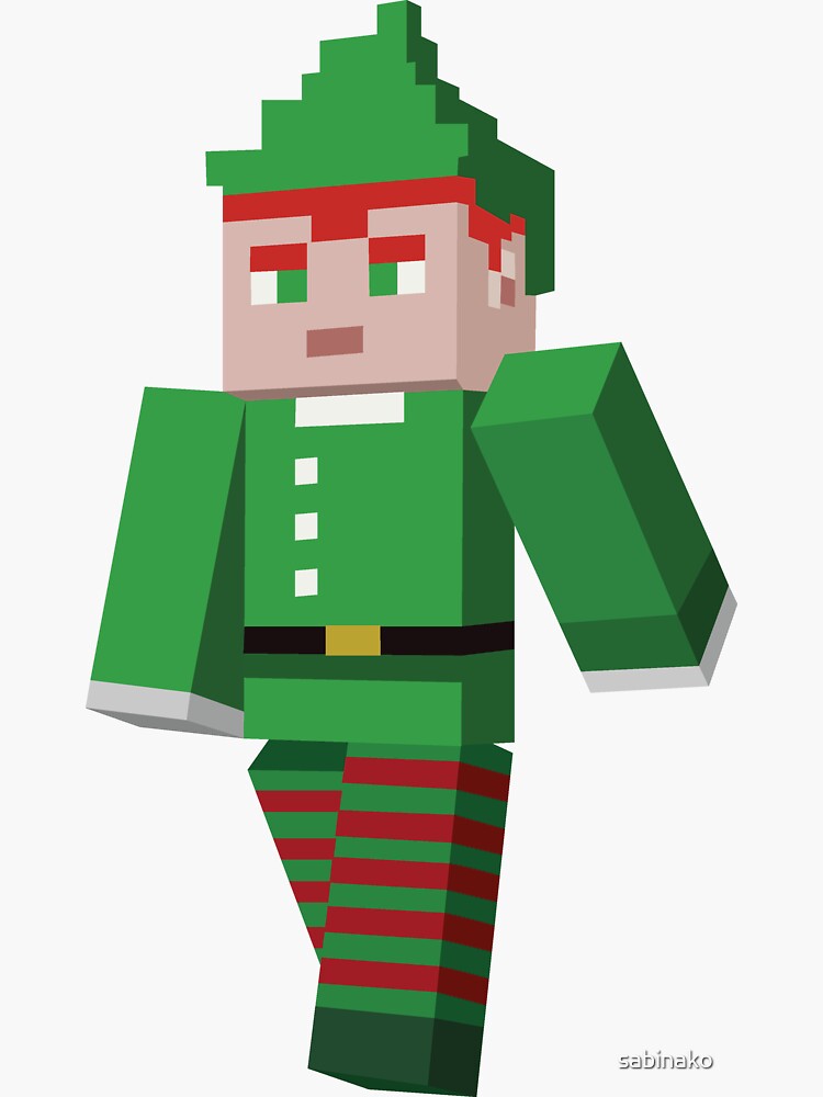 "Christmas Minecraft Elf" Sticker for Sale by sabinako | Redbubble