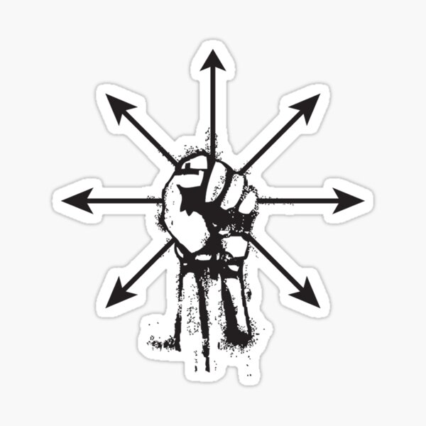 "Controlled Chaos (Black)" Sticker by intfactory | Redbubble