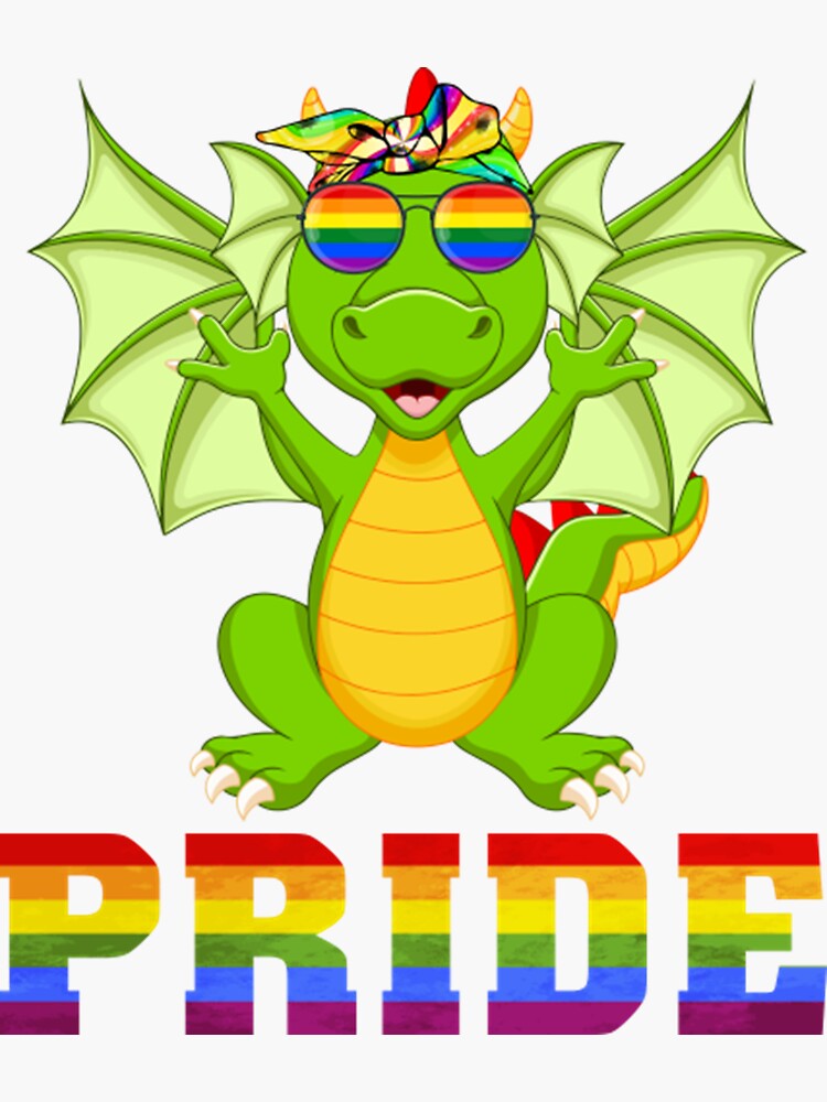 "Dragon Gay Pride Flag Sunglasses LGBT Animals Lover" Sticker by ...