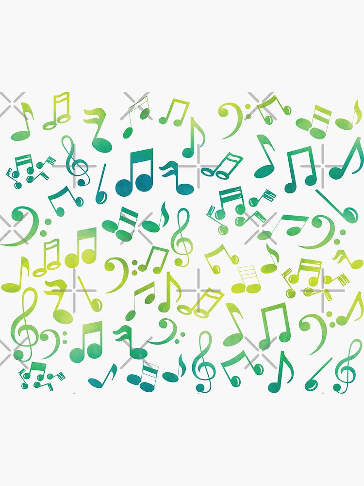 "Yellow And Green Music Notes " Sticker for Sale by Primroaddesigns ...