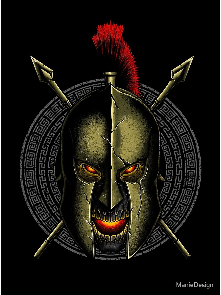 "Skull of Undead Spartan with Labyrinth Greek symbol" Poster for Sale ...