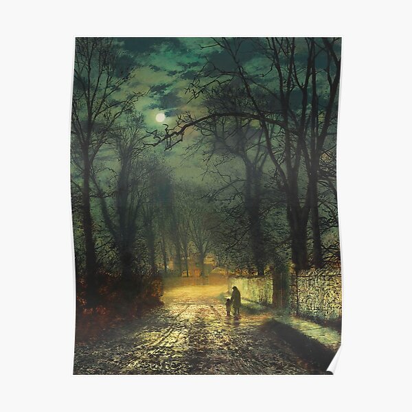 "John Atkinson Grimshaw - A Moonlit Lane (1874)" Poster for Sale by ...