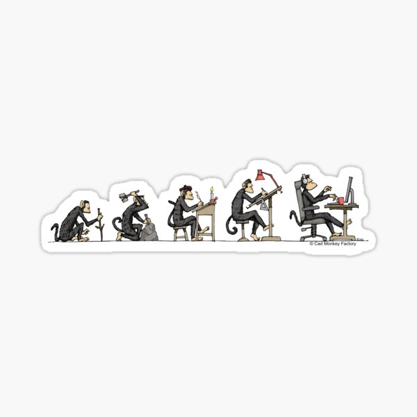 "Cad Monkey Evolution" Sticker for Sale by Chu2Train | Redbubble