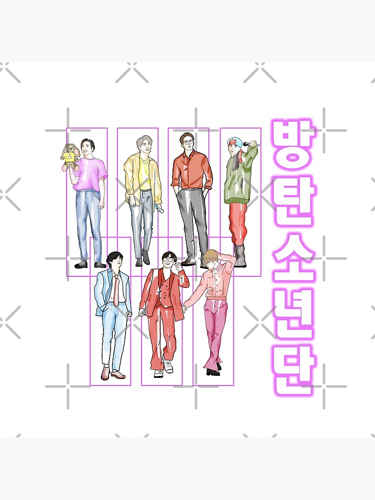 "Bangtan Sonyeondan BTS illustration" Poster for Sale by Kdramaspot ...