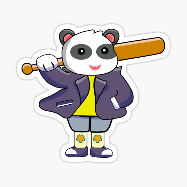 "A cute white panda baseball bat grey suit " Sticker by Newspace ...