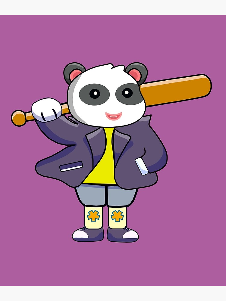 "A cute white panda baseball bat grey suit " Poster for Sale by ...