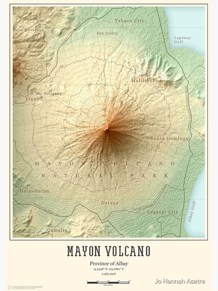 "Mayon Volcano Map" Poster for Sale by Jo Hannah Asetre | Redbubble