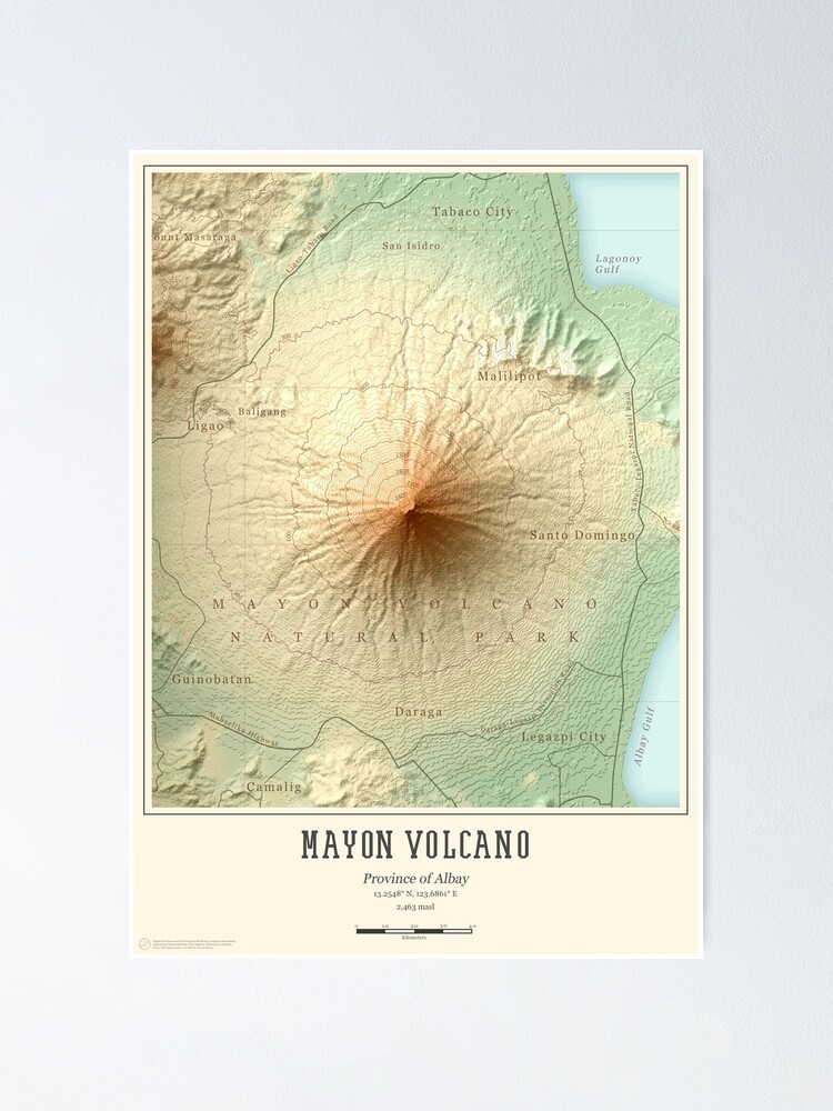 "Mayon Volcano Map" Poster for Sale by Jo Hannah Asetre | Redbubble