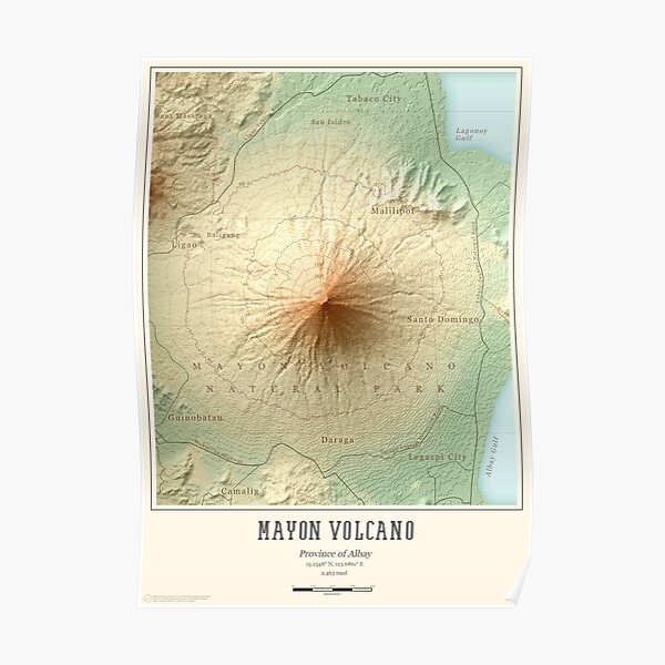 "Mayon Volcano Map" Poster for Sale by HannahAsetre | Redbubble