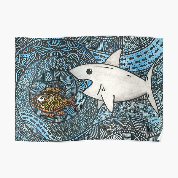"Zentangle Shark" Poster by PearlsAngela | Redbubble