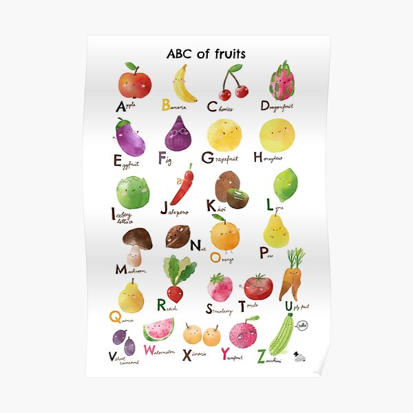 "ABC of fruits in Aquarelle style" Poster by FrauKringel | Redbubble